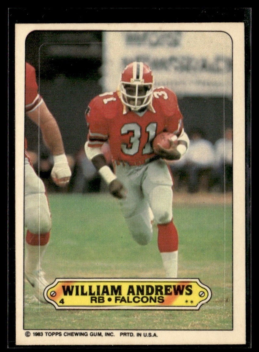 1983 Topps Sticker Inserts William Andrews Atlanta Falcons #4 | eBay