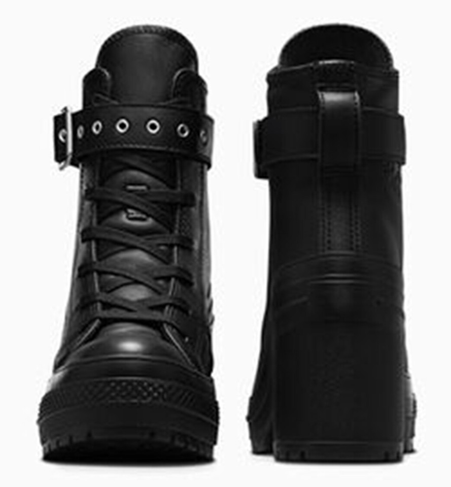 CONVERSE Women's Chuck 70 De Luxe Heel Leather Biker Style Boots ...