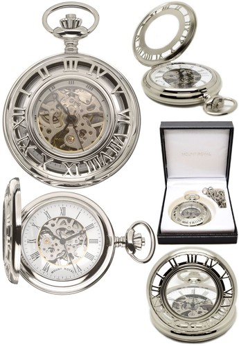 Mount Royal Half Hunter Art Deco 17Jwl Skeleton Pocket Watch CP Free ...