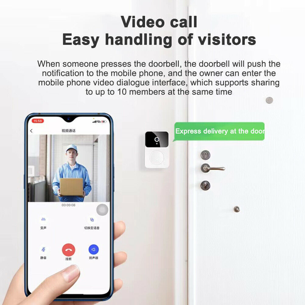 Smart Wireless WiFi Video Doorbell Phone Camera Door Bell Ring Intercom ...