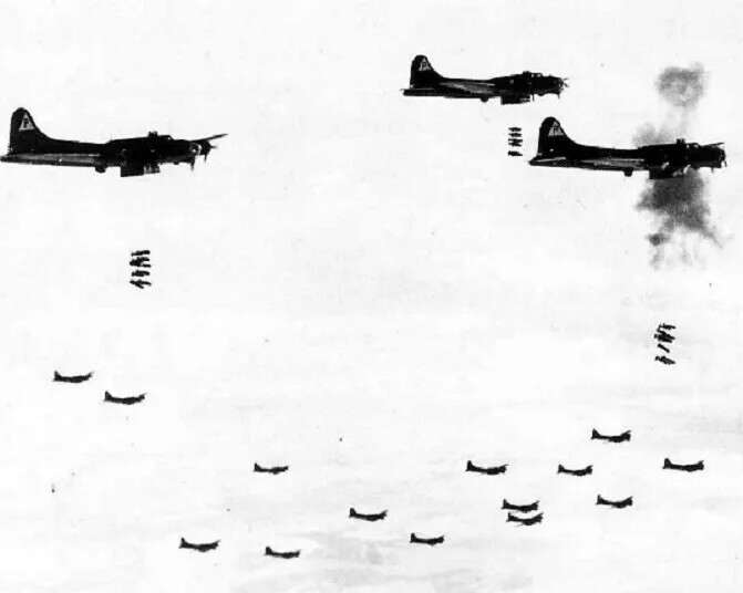 Boeing B-17 Flying Fortress Bombers Fly Thru Flak Burst Wwii 8x10 PHOTO ...