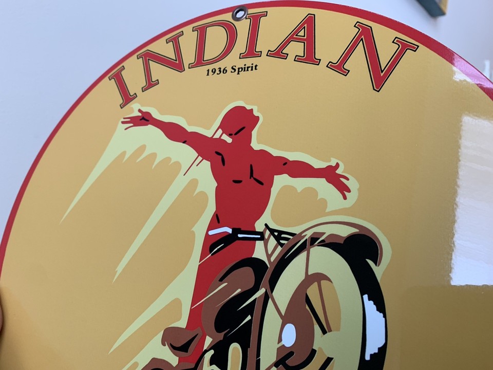 Indian Gasoline advertising sign oil gas Round Metal | eBay