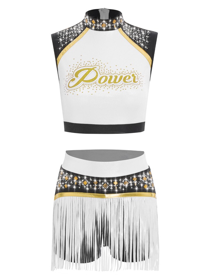 Damen Glitzer Cheerleader Kostüm Cheerleading Tops Shiny Rock ...
