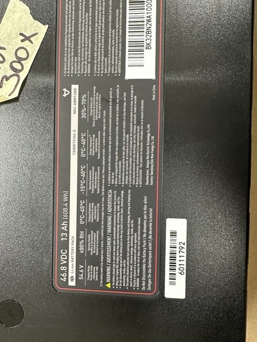 NIU KQi 300X Electric Scooter, Battery Pack NIU-48M13A0 46.8VDC 13AH ...