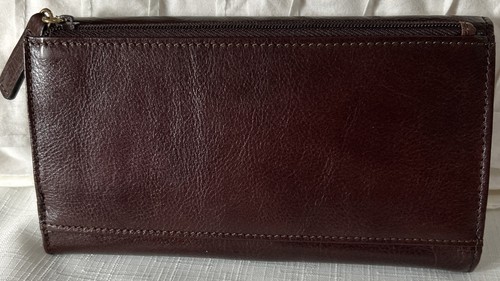 VINTAGE FOSSIL Leather Tri-Fold Checkbook Wallet (7”x4”x1”) | eBay