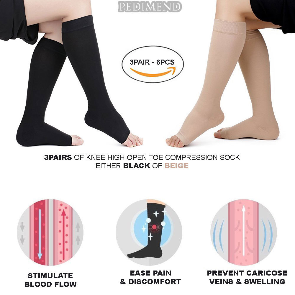 PEDIMEND™ Open Toe Knee High Firm Graduated Compression Socks For Men ...