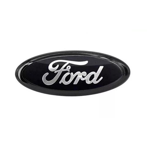 Premium 7" Silver On Full Black Oval Chrome Logo for Ford Logo Emblem ...