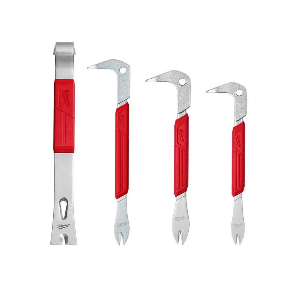 Milwaukee 15 In. Pry Bar W/ 3-Piece Nail Puller Dimpler Set Hand Tool ...