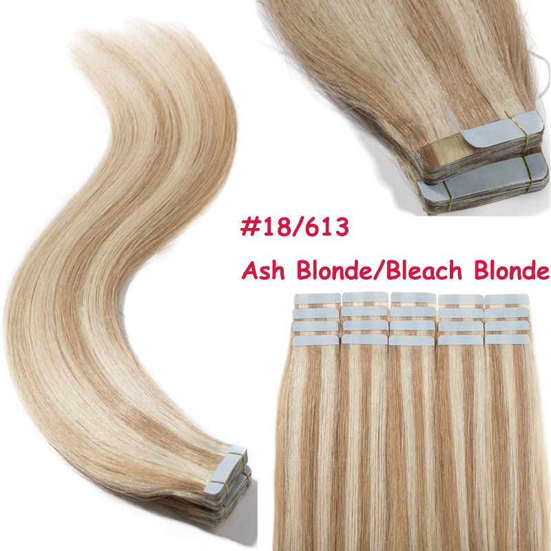 Thick BodyWave Russian Tape In Real Human Hair Extensions Skin Weft ...