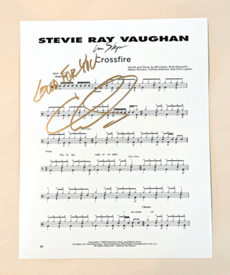 CHRIS LAYTON DOUBLE TROUBLE signed 8x10 DRUM CHART photo STEVIE RAY ...