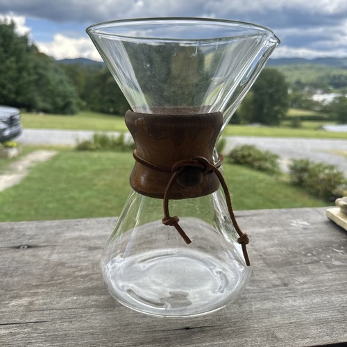 Vtg CHEMEX POUR OVER COFFEE MAKER Pyrex Glass Green Stamp 9.5" 8 Cup ...