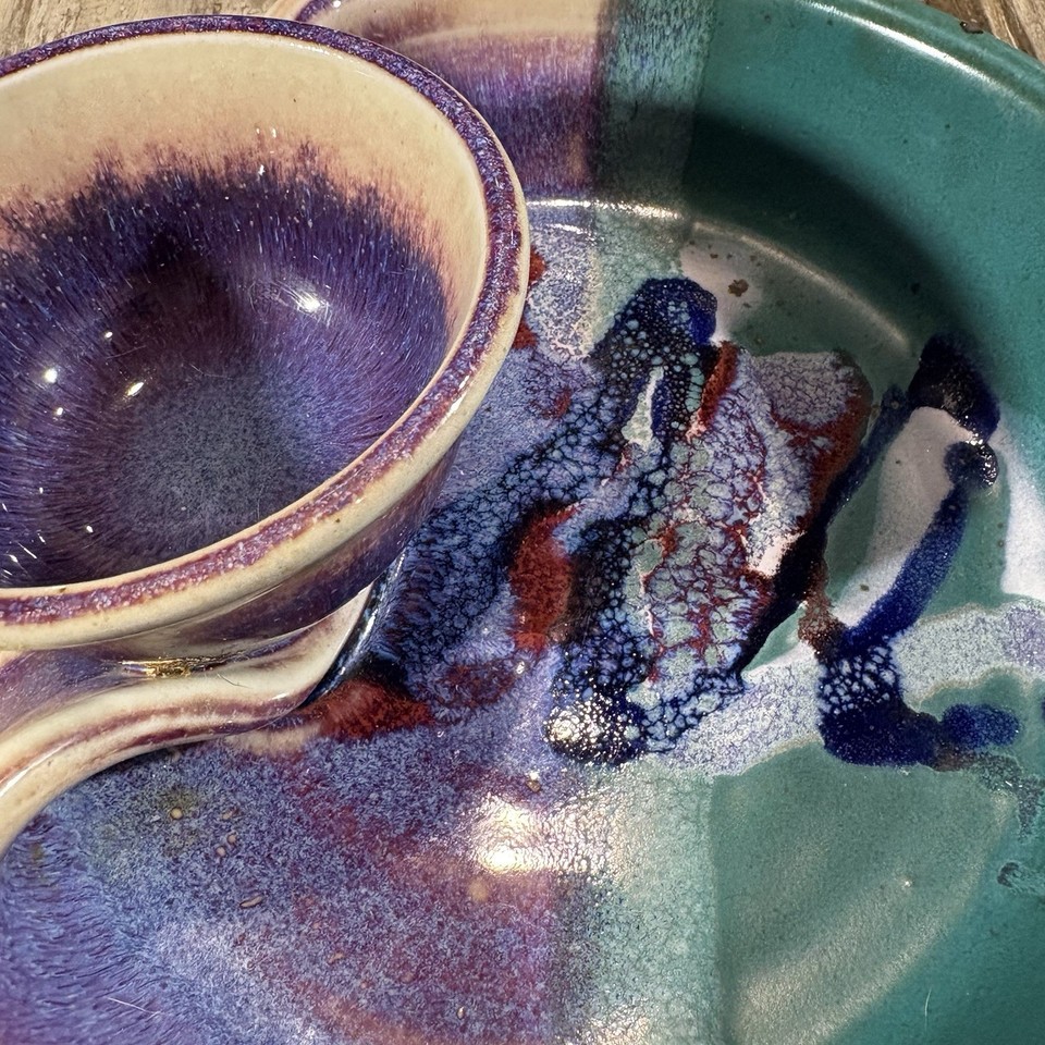 Bruce Larrabee Ceramics Handmade Glazed Pottery Chip And Dip Bowl ...