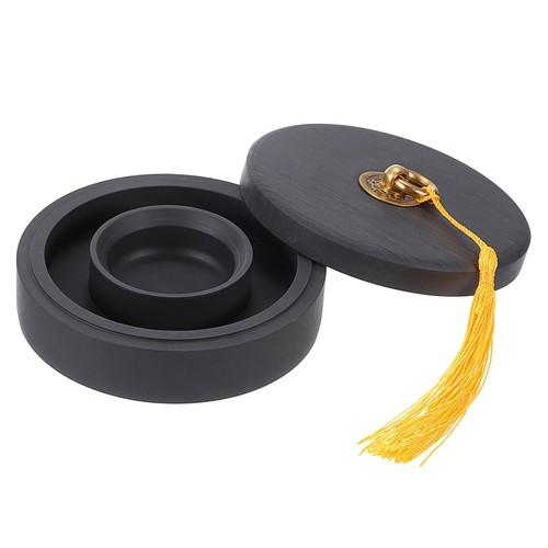 4 Inch Chinese Calligraphy Inkstone with Water Circle, Round Ink Stone ...