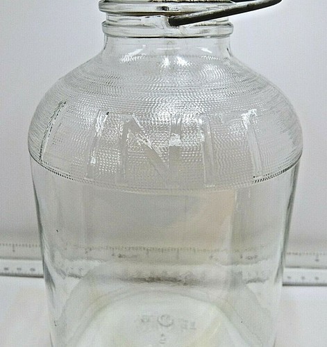 VINTAGE LINIT STARCH 1/2 GALLON GLASS BOTTLE W/BAIL HANDLE with BLUE ...