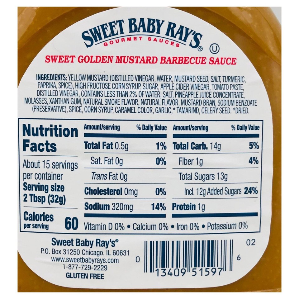 Sweet Baby Ray's SWEET GOLDEN Mustard BBQ Sauce 18 Oz. --10-- | eBay