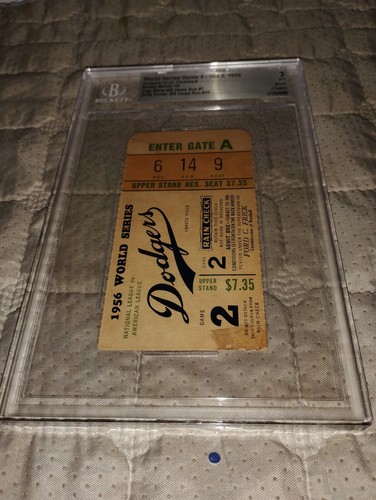 1956 WORLD SERIES Ticket GAME 2 Dodgers Jackie Robinson Yankees Berra ...