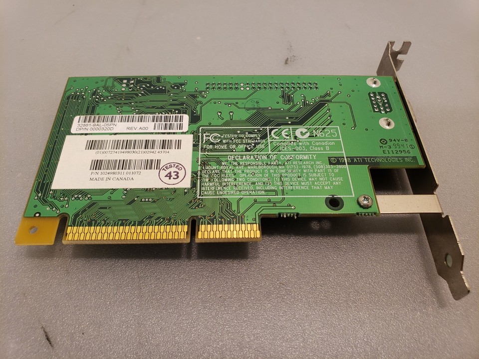 Vintage ATI 109-49800-11 3D Rage Pro Turbo 8MB AGP Video Graphics Card ...