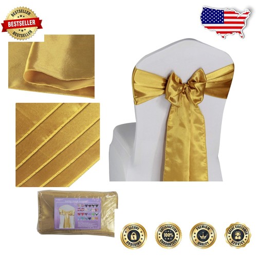 Elegant Gold Satin Chair Sashes - Pack of 50 for Stunning Event ...