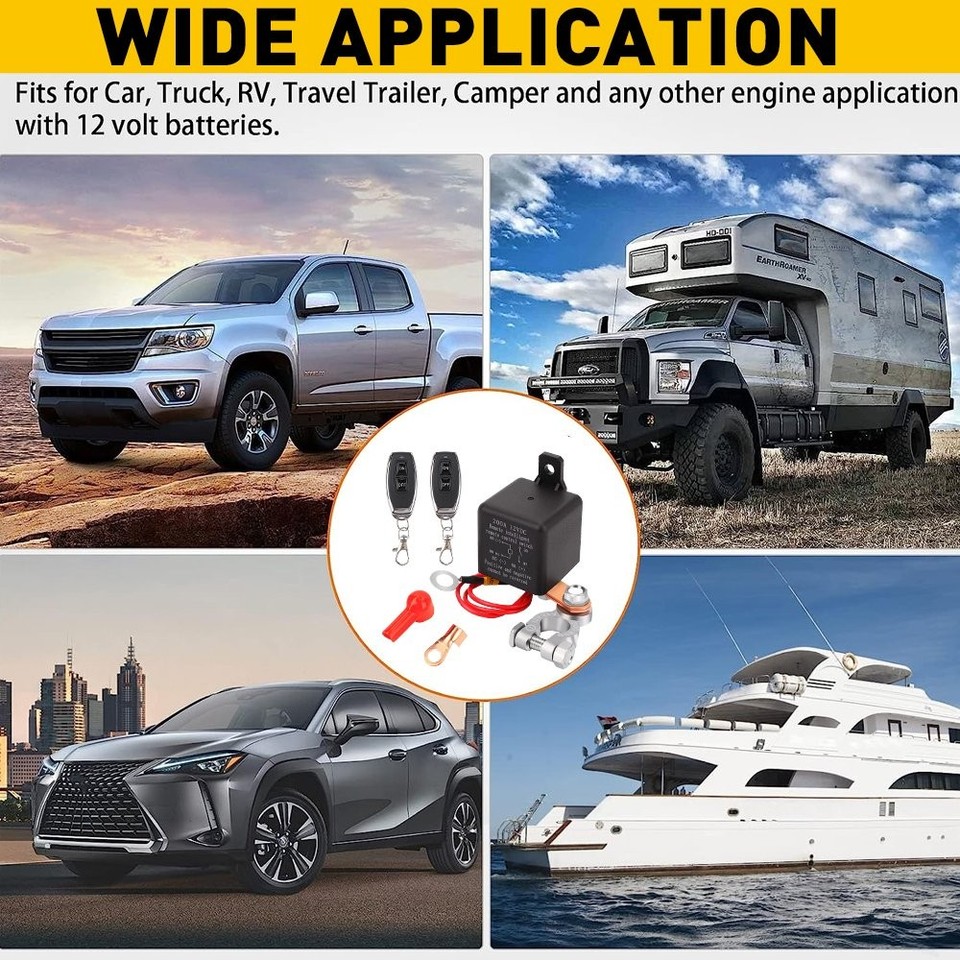 Wireless Dual Remote Car Battery Disconnect Relay Master Kill Cut-off ...