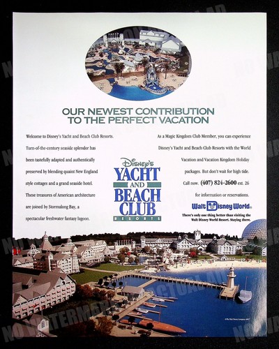 Disney's Yacht and Beach Club Resorts 1990 Hotel Print Magazine AD ...