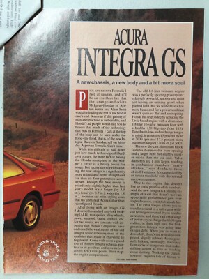 MISC1930 Vintage Article Road Test 1990 Acura Integra GS Sep 1989 5 ...