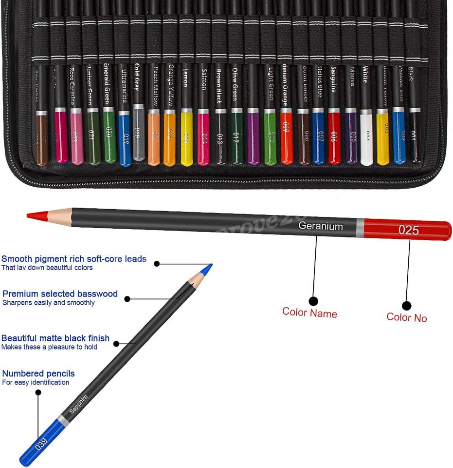 97 Piece Colored Professional Drawing Pencil Kit W/ Zipper Case Artists ...
