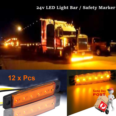12 x 24V AMBER LED SIDE MARKER RECOVERY EXTERIOR INDICATOR LIGHT TRUCKS ...