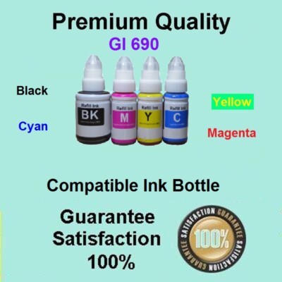4 x GI690 B/C/M/Y Ink Bottle Compatible for CANON PIXMA G SERIES G2600 ...