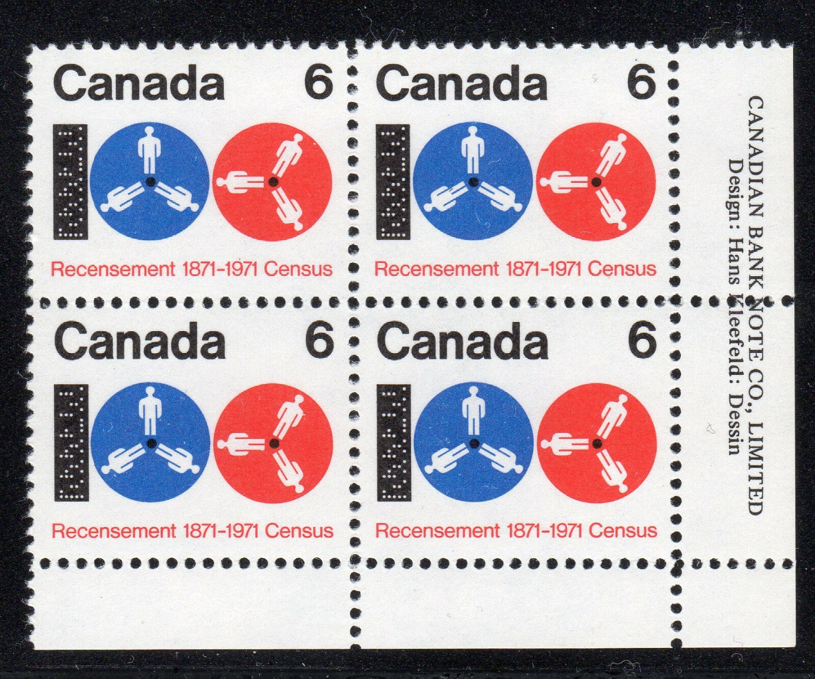 1971 Canada SC# 542 LR - Census Canada 1871-1971 - Plate Block M-NH Lot ...