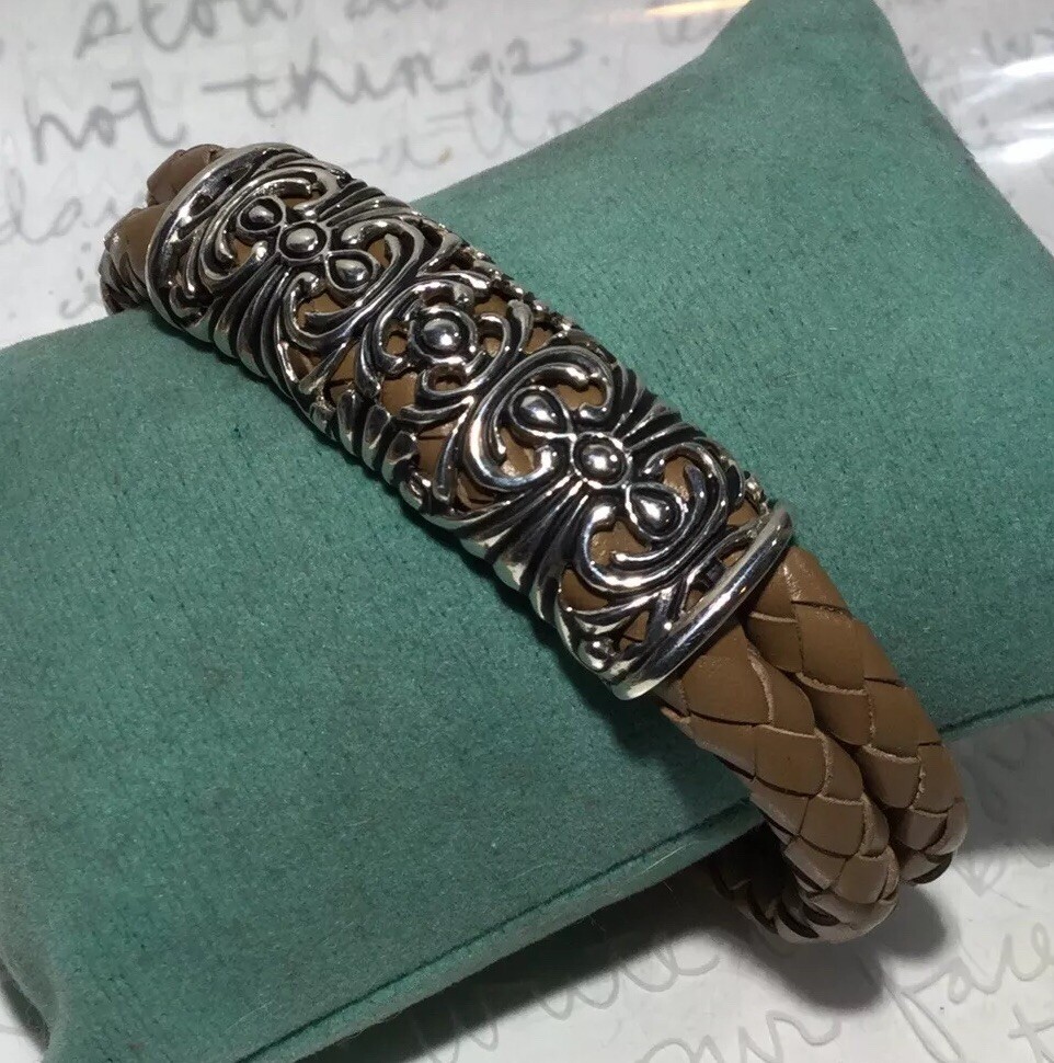 JOSEPH ESPOSITO (ESPO) Filigree Sterling Slider Braided Leather 6.5 ...