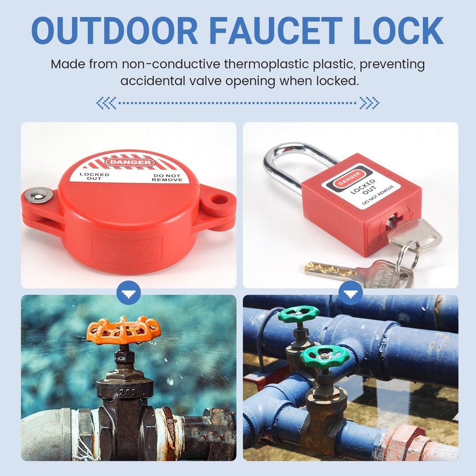 Outdoor Lock with Safety Padlock - Water Spigot Lock, Hose Bib Lock for ...