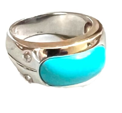 DBJ 925 STERLING SILVER TURQUOISE RING CUBIC ZIRCONIA CZs SIZE 7 GORGEOUS | eBay