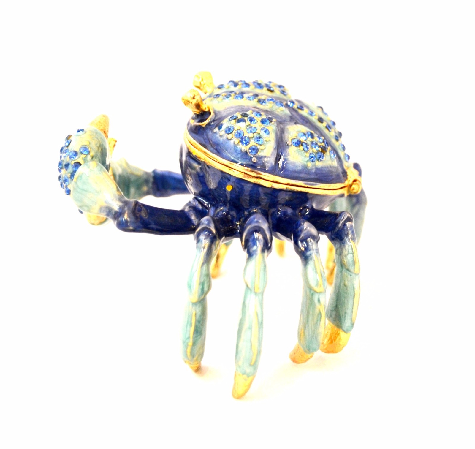 Jeweled Blue Crab Hinged Trinket Box by Ceil Collectables, Austrian ...