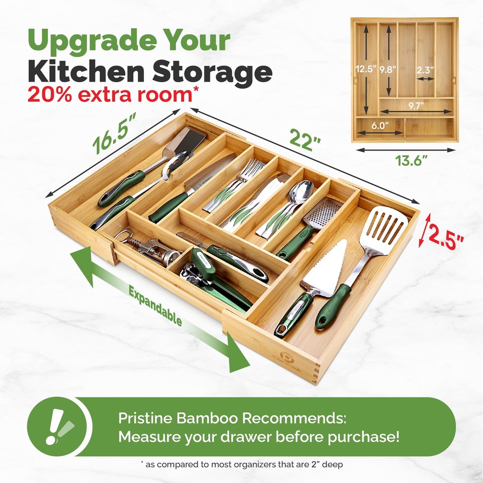 Silverware Organizer Expandable Kitchen Drawer Organizer Adjustable ...