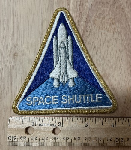NASA Space Shuttle Program Patch embroidered gold metallic 4" x4" iron ...