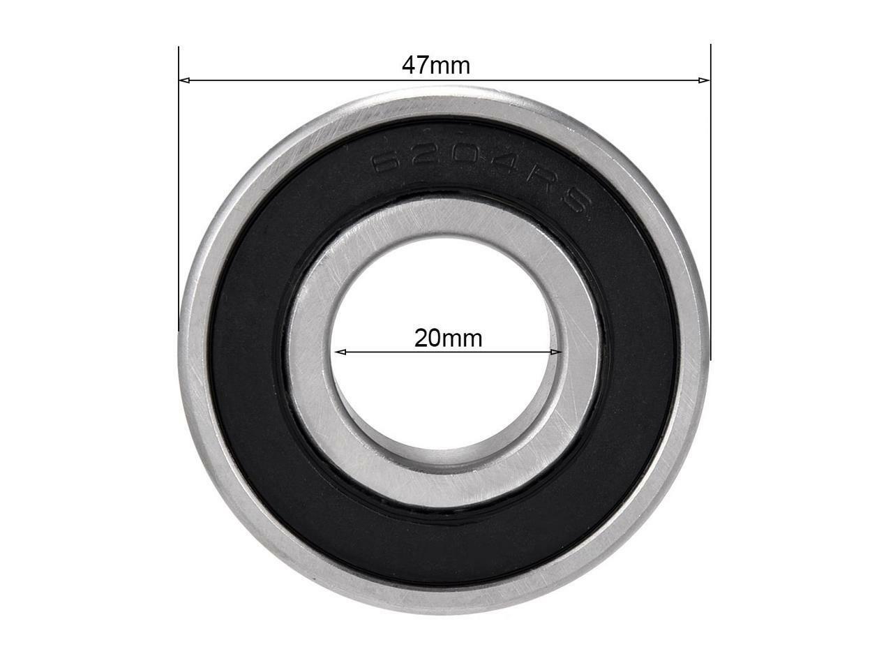 2x 6204RS 20mm x 47mm x 14mm Deep Groove Ball Bearing Double Sealed ...