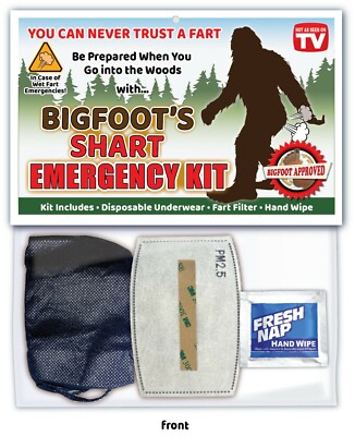 BIGFOOT - WET FART SHART EMERGENCY KIT Camping Gag Joke Card FUNNY ...