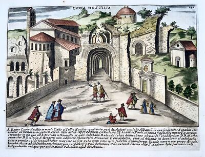 1623 Curia Hostilia, Rome, Italy, engraving by Gia Lauro, antique ...
