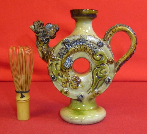 Ryukyu Tsuboya Ware Ceramic Dragon Water Bottle 17cm Used No3277 No6970 ...