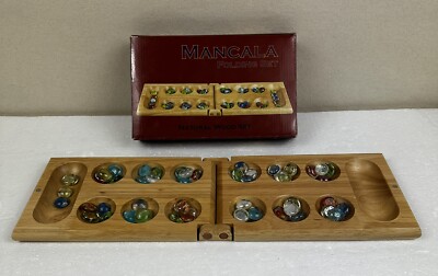 Mancala Folding Set Natural Woods with Colored Marble Stones | eBay