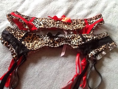 Native Intimates Garter Belt Sexy Animal Print RED or Tan S 5 M 6 L 7 ...