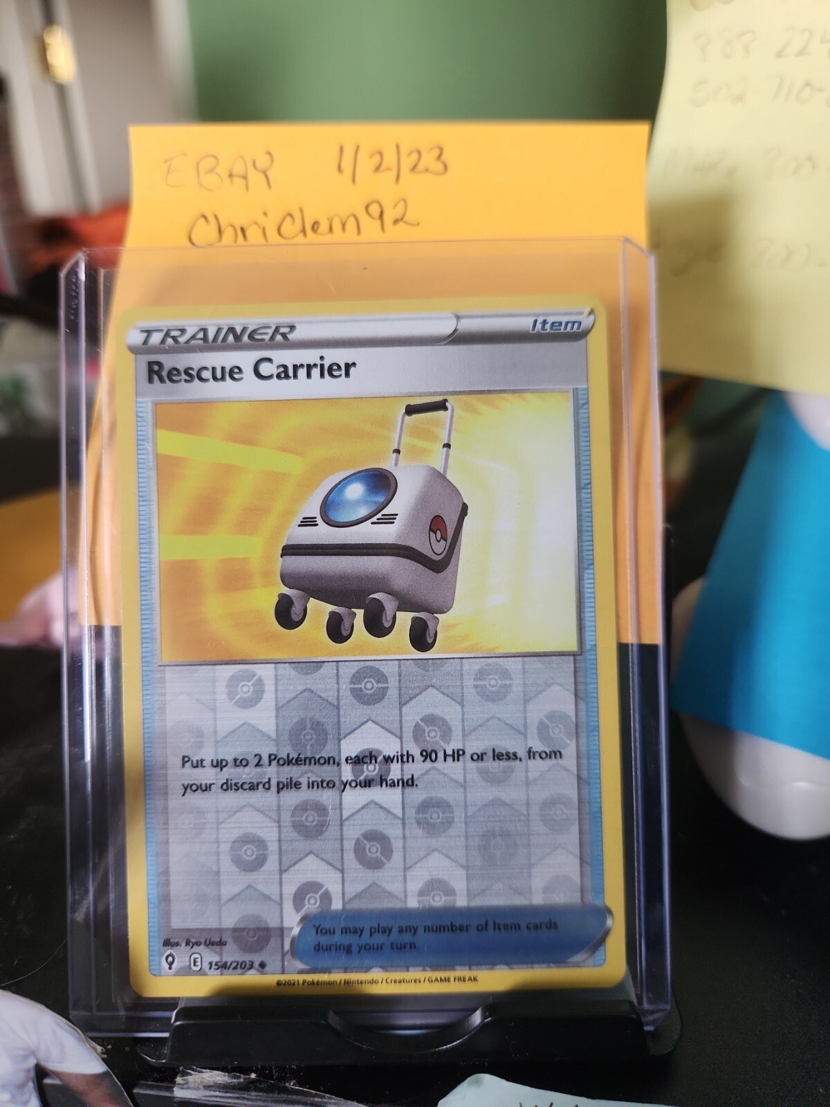 Pokémon TCG Rescue Carrier Evolving Skies 154/203 Reverse Holo Uncommon ...