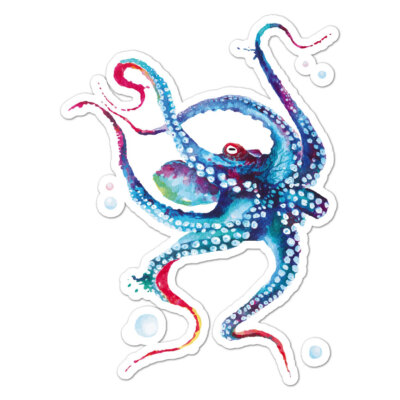 Watercolor Octopus, Vinyl Decal Sticker, Indoor Outdoor, 3 Sizes, #9029 ...