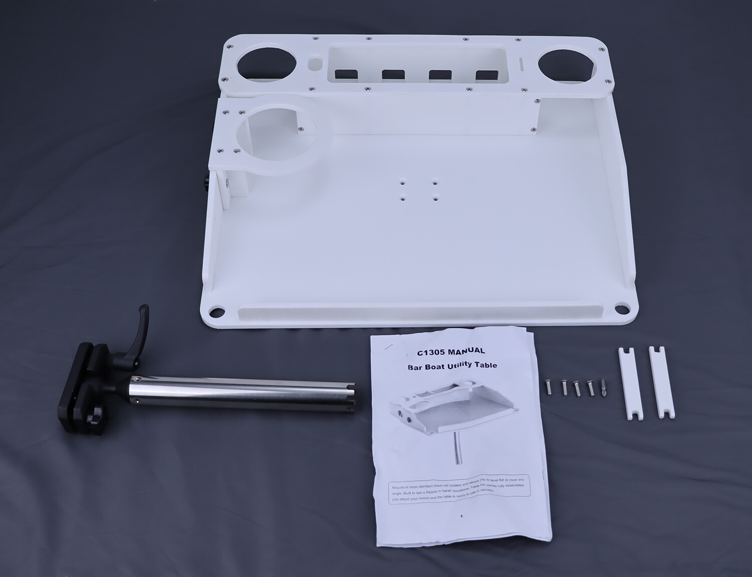 Utility Boat Table w/Rod Holder Mount Portable Boat Caddy Organizer ...