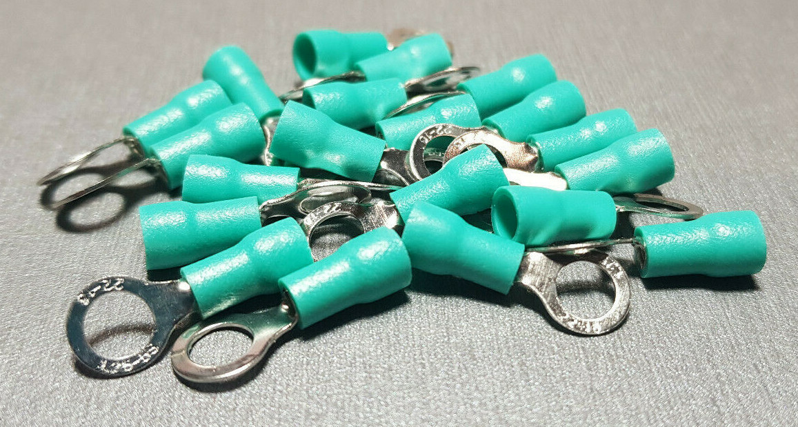 10/20/50Pcs RV1.25-5S Green Insulated Crimp Ring Terminal For 0.5-1.5mm ...