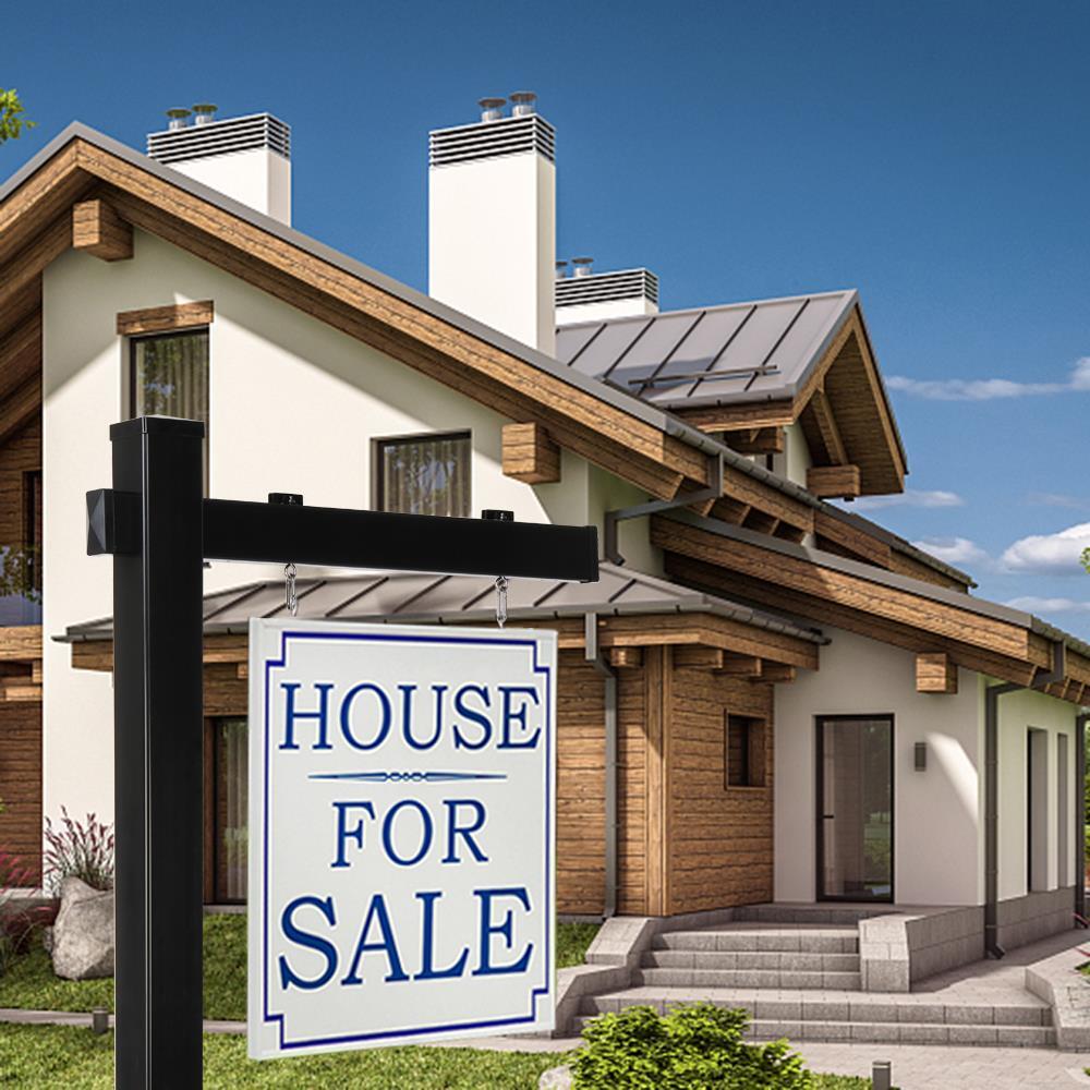 VINGLI Vinyl Real Estate Sign Post, 6' Tall Yard Post for Sale Hanging ...