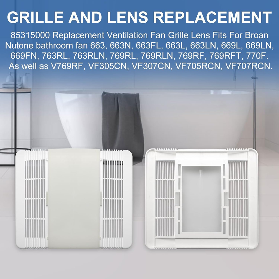 85315000 Bathroom Fan Cover Grille and Lens, for Broan Nutone Exhaust ...