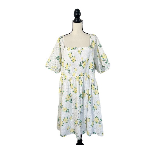Draper James Cam Smocked Mini Dress In Magnolia Floral Eyelet ...