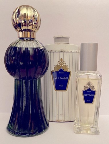 Avon Moonwind cologne spray + foaming bath oil + body talc | eBay