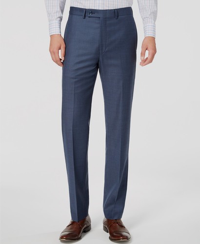 $190 Calvin Klein Men's Blue Sharkskin X Slim-Fit Wool Dress Pants Size ...